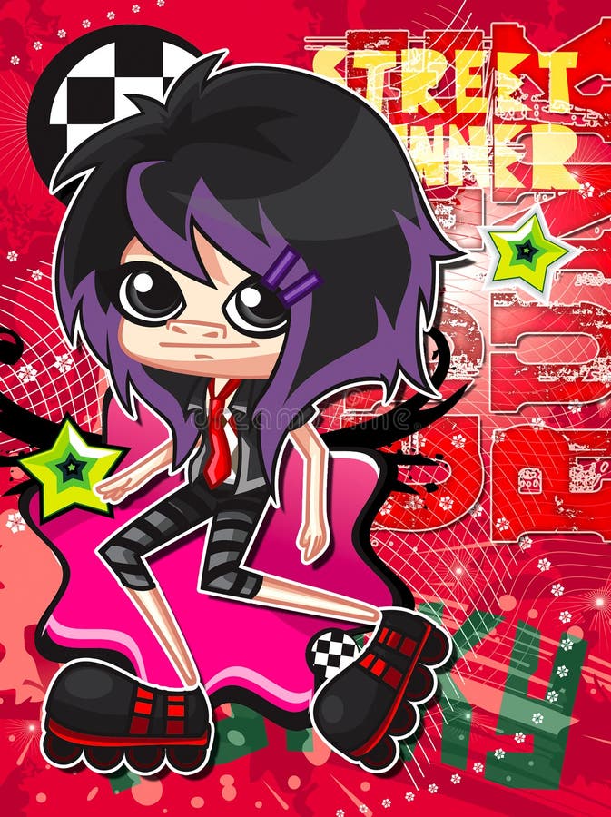 Emo kid stock illustration. Illustration of illustrated - 212971802