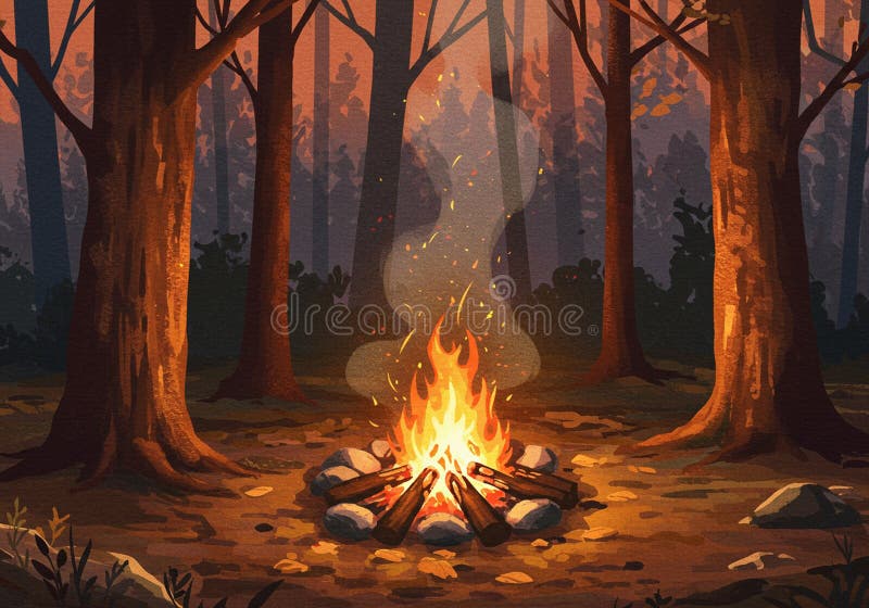 Forest Campfire Circle Stock Illustrations – 1,859 Forest Campfire ...