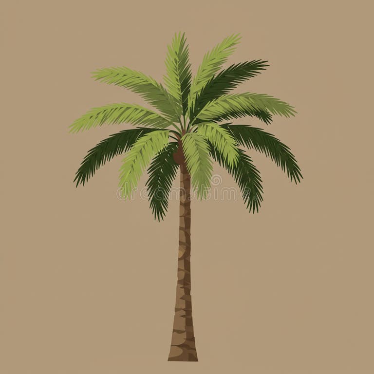 A Digitally Illustrated Palm Tree is Centered on a Plain Beige ...
