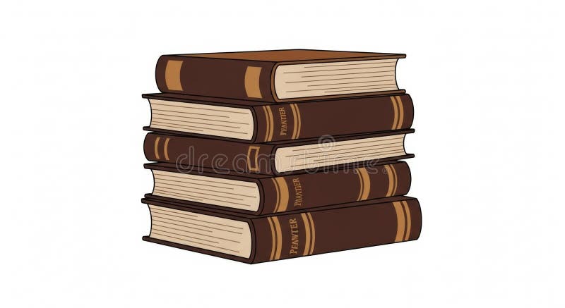 Stack of Vintage Brown Books with Gold Accents Illustration Stock ...