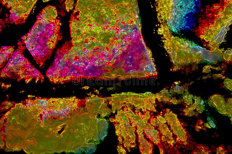 Digitally Manipulated, Abstract Micrograph of Olivine Pyroxenite with ...