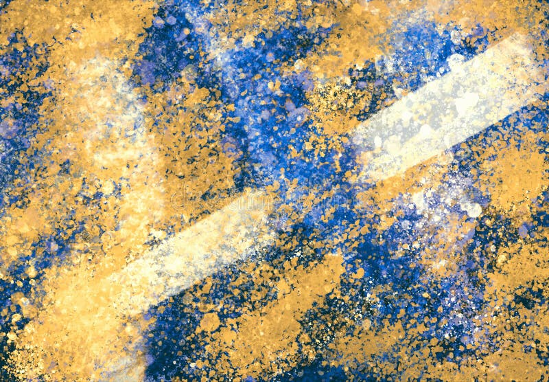 Digitally Hand Painted Paint Splatter Blue and Yellow Gold Abstract ...