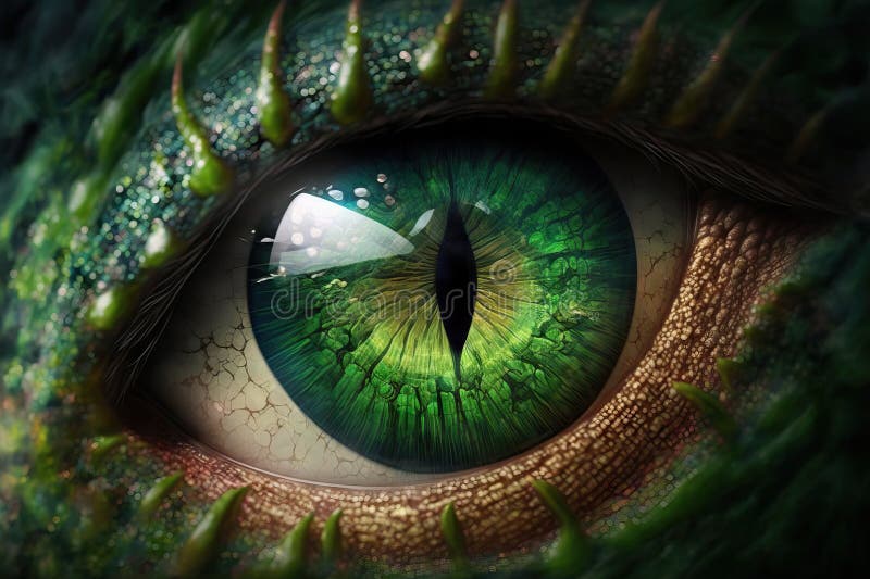 Digitally Realistic Painting of a Green Dragons Eye Stock Illustration ...