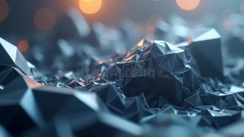 Abstract Polygonal Landscape with Geometric Shapes and Dynamic Lighting ...