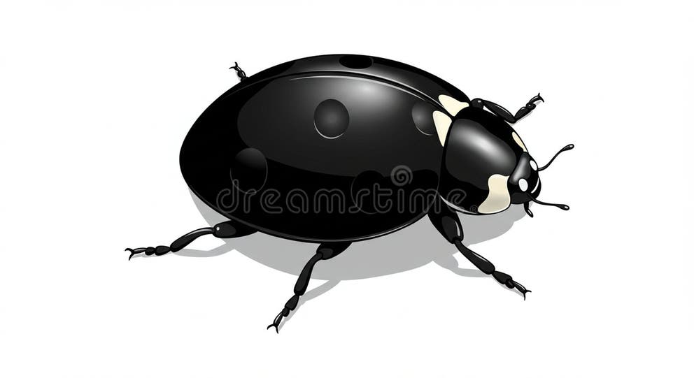 A Digitally Rendered Black Ladybug Features a Smooth, Glossy Elytra ...