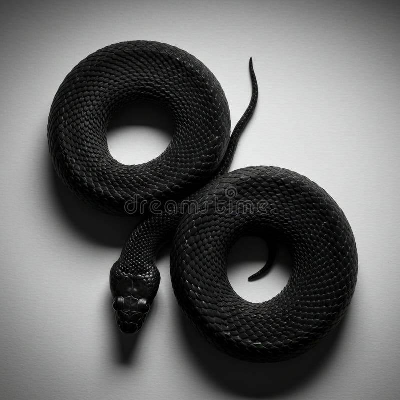 A Digitally Rendered Black Snake, Coiling into Two Doughnut-like Loops ...