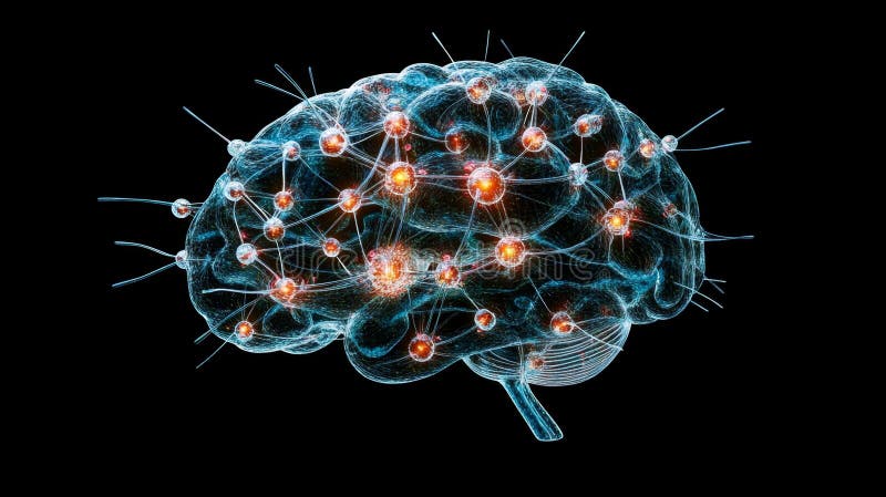 Digitally Rendered Brain with Interconnected Neurons and Cells Stock ...