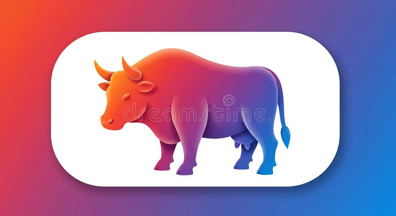 A Digitally Rendered Bull with a Smooth Gradient Color Transitioning ...