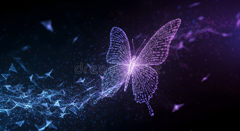 Digital Transformation Symbolized by Glowing Butterfly Emerging into ...