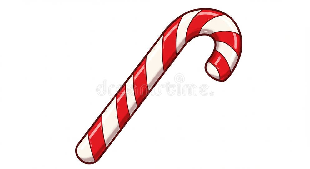 A Digitally Rendered Candy Cane with a Curved, Hook Shape. it Features ...