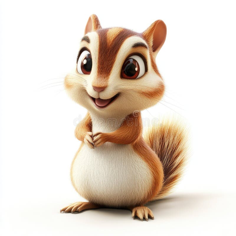 Adorable Cartoon Chipmunk, Happy and Playful 3D Render Stock ...