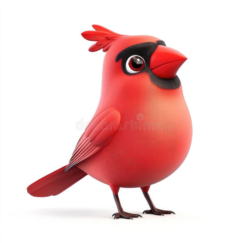 Adorable 3D Rendered Cartoon Northern Cardinal Bird Stock Illustration ...