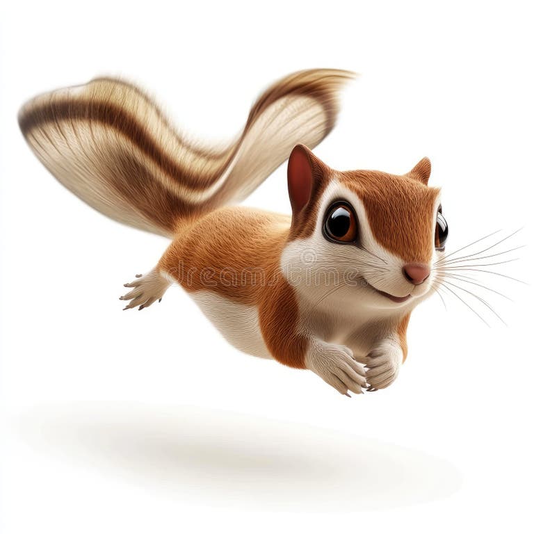 Adorable Flying Squirrel in Mid-Air, Cartoon Style Stock Illustration ...