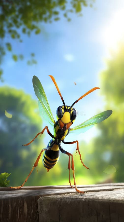 Vibrant Wasp Close-Up stock illustration. Illustration of wildlife - 384202454