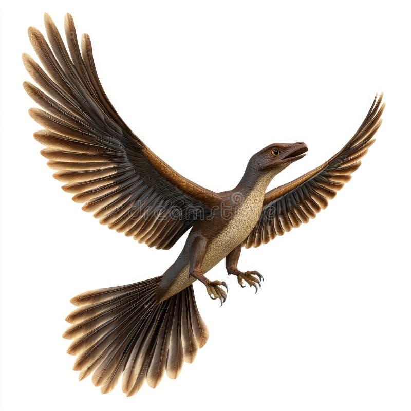 Prehistoric Pterosaur Soaring on White Background Graceful Flight of ...