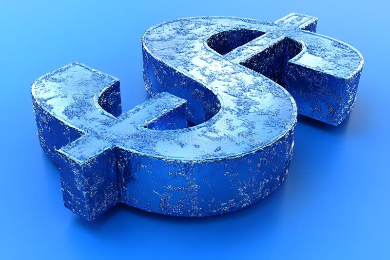 3D Rendered Metallic Dollar Sign on Blue Background for Financial ...