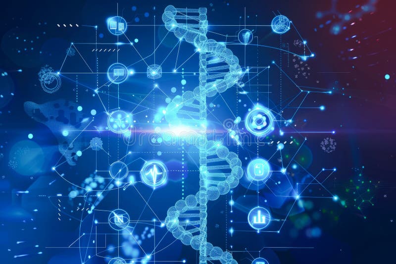 Illuminated DNA Strand with Connected Data Points in a Digital ...