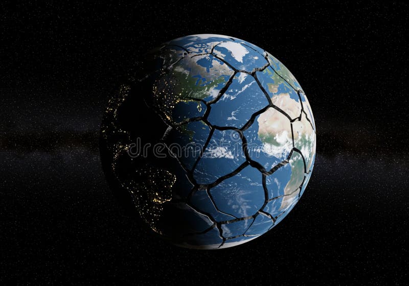 A Digitally Rendered Earth with Prominent, Cracked Patterns Covering ...