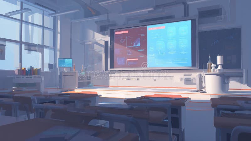 Futuristic Smart Classroom Interior Generative AI Stock Illustration ...