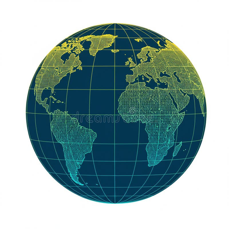 A Digitally Rendered Globe Showcases a Grid-like Map of the Earth ...