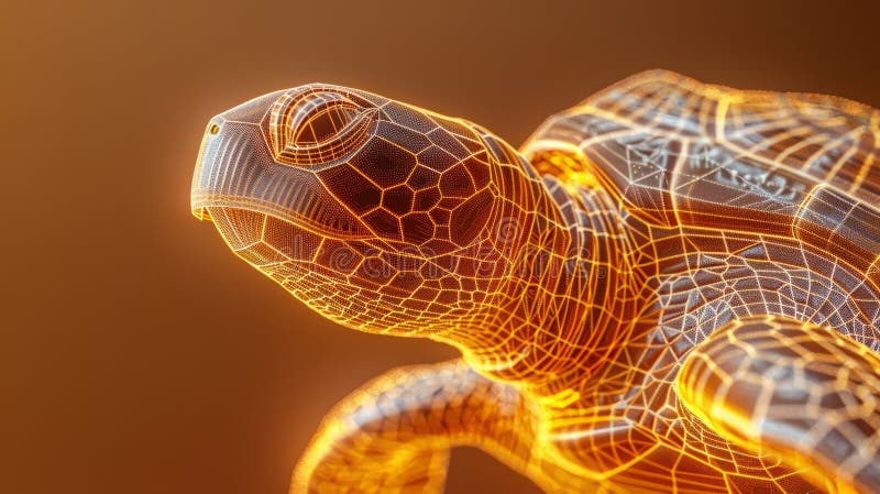 Digitally Rendered Glowing 3D Wireframe of a Turtle Stock Image - Image ...