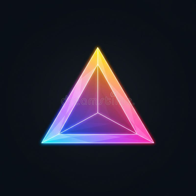 A Digitally Rendered Glowing Triangle with a Prism Effect, Featuring ...