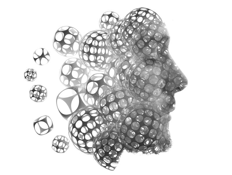 Digitally Rendered Graphics Blended with a Portrait Stock Photo - Image ...