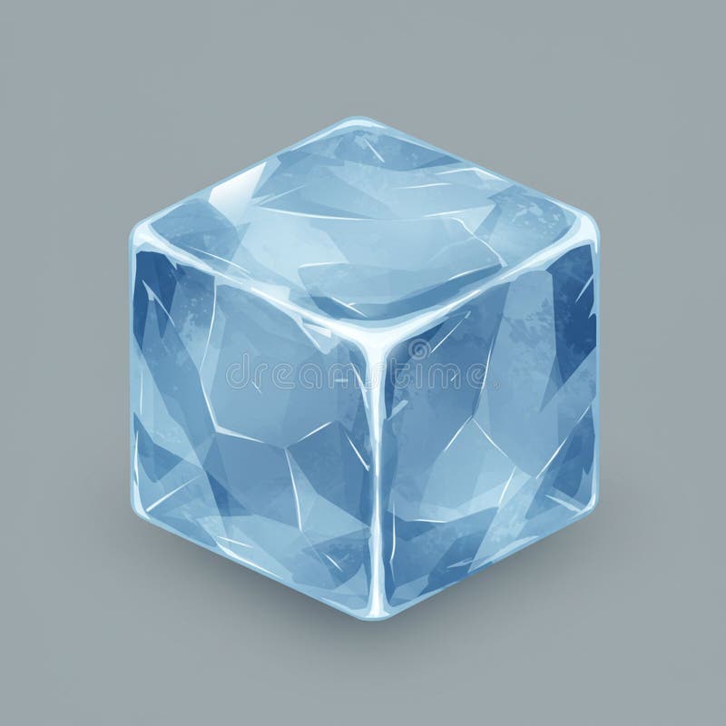 A Digitally Rendered Ice Cube with a Translucent, Crystalline ...