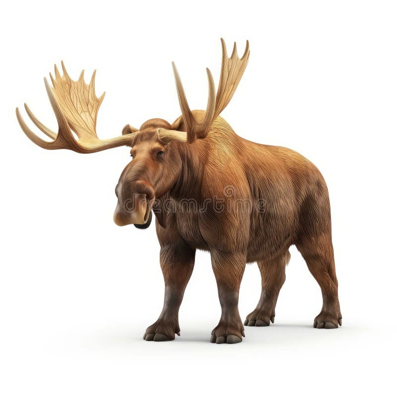 Majestic Male Moose with Imposing Antlers, Isolated on White Background ...