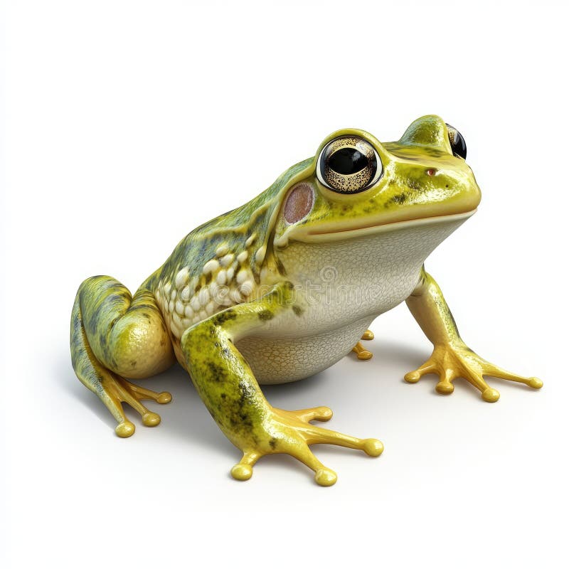 Adorable Green Frog Posing on White Background Stock Illustration ...