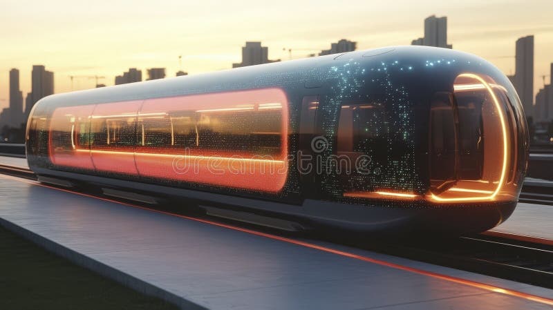 Futuristic High-Speed Capsule Train Stock Illustration - Illustration ...