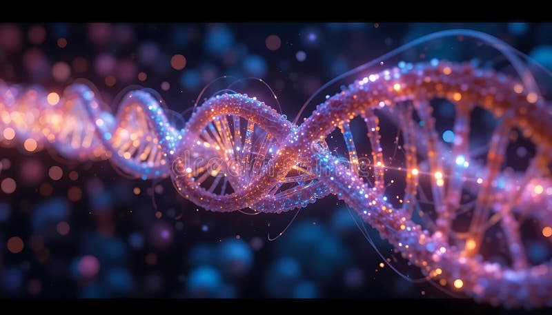 Illuminated DNA Helix Glowing Brightly in Space Stock Illustration ...