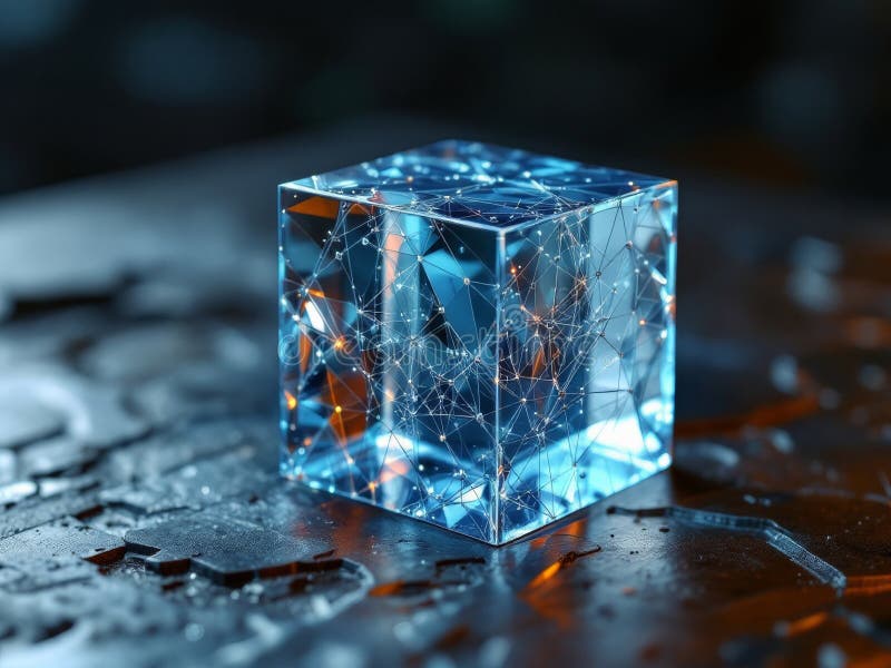 A Luminous Cube, Its Interior Filled with a Complex Network of Glowing ...