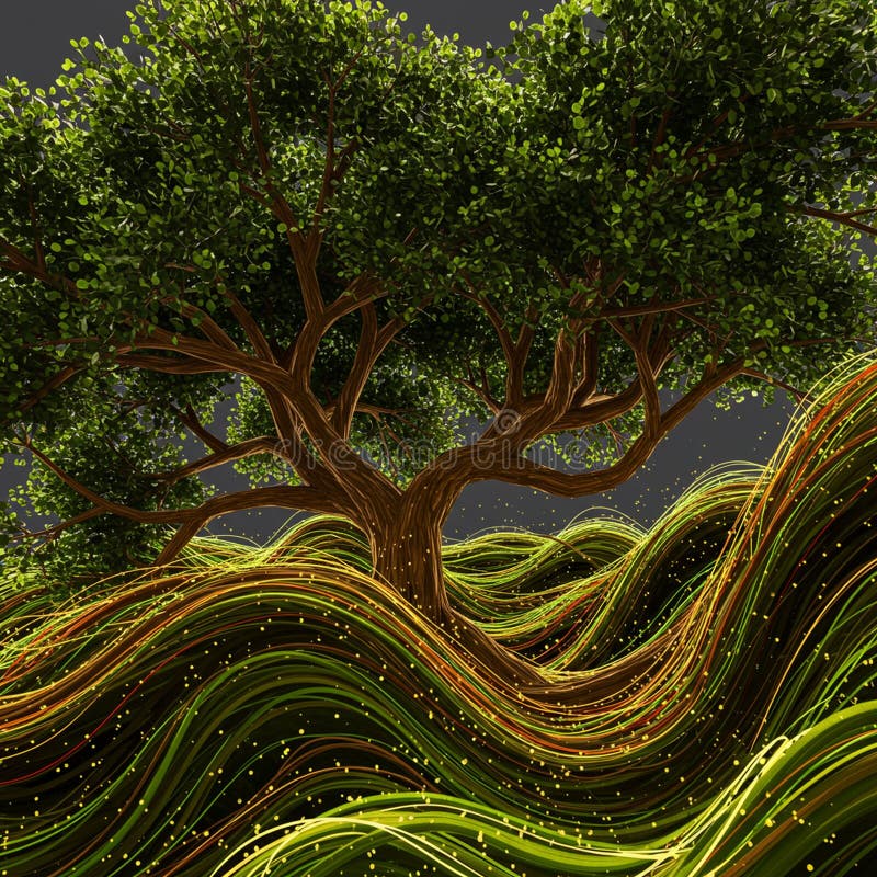 A Digitally Rendered Image Features a Large Tree with a Sprawling ...