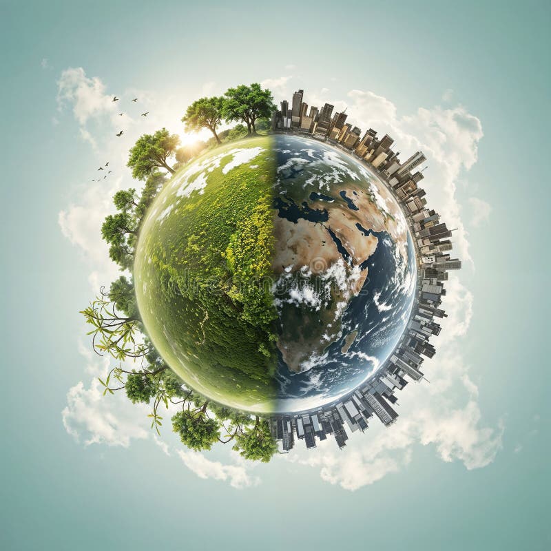 Planet-shaped Earth Features, Eco Concept . Generative AI Stock ...