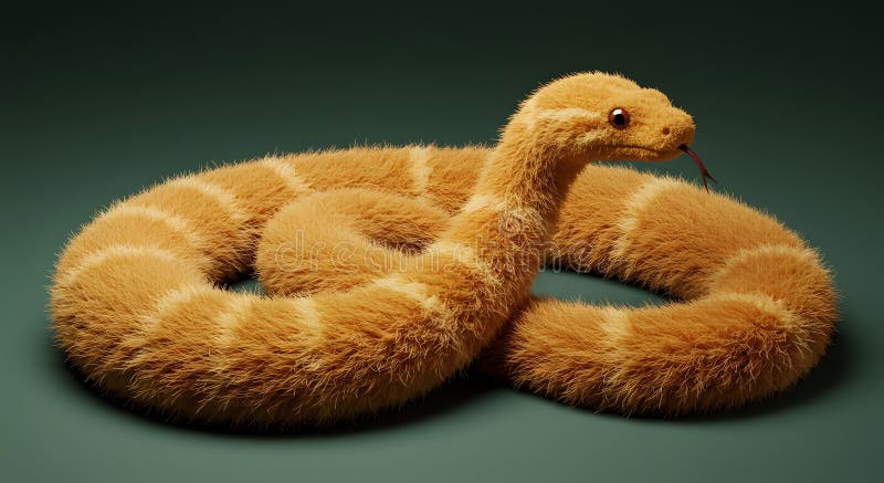 Fluffy Snake: a 3D Render of a Cute and Soft Furry Reptile Stock ...