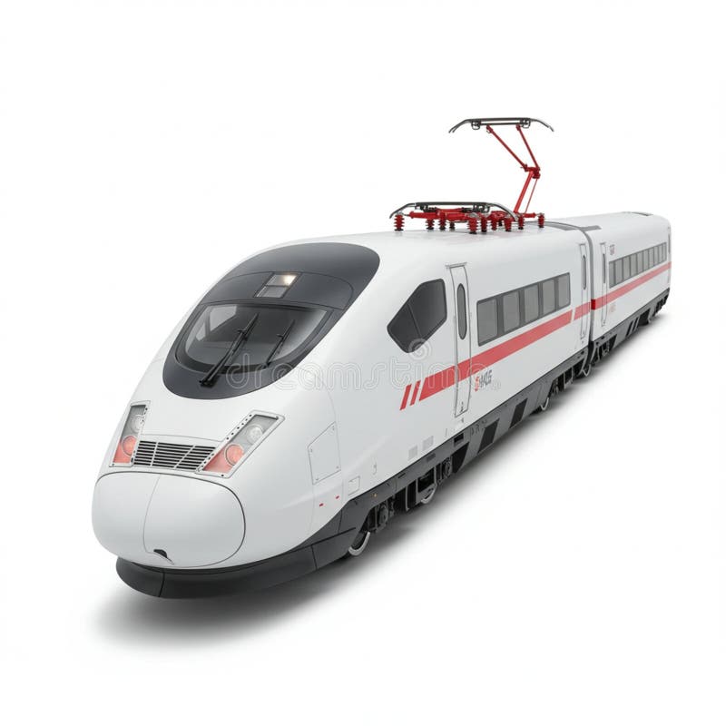 A Digitally Rendered Image of a Modern High-speed Train on a White ...