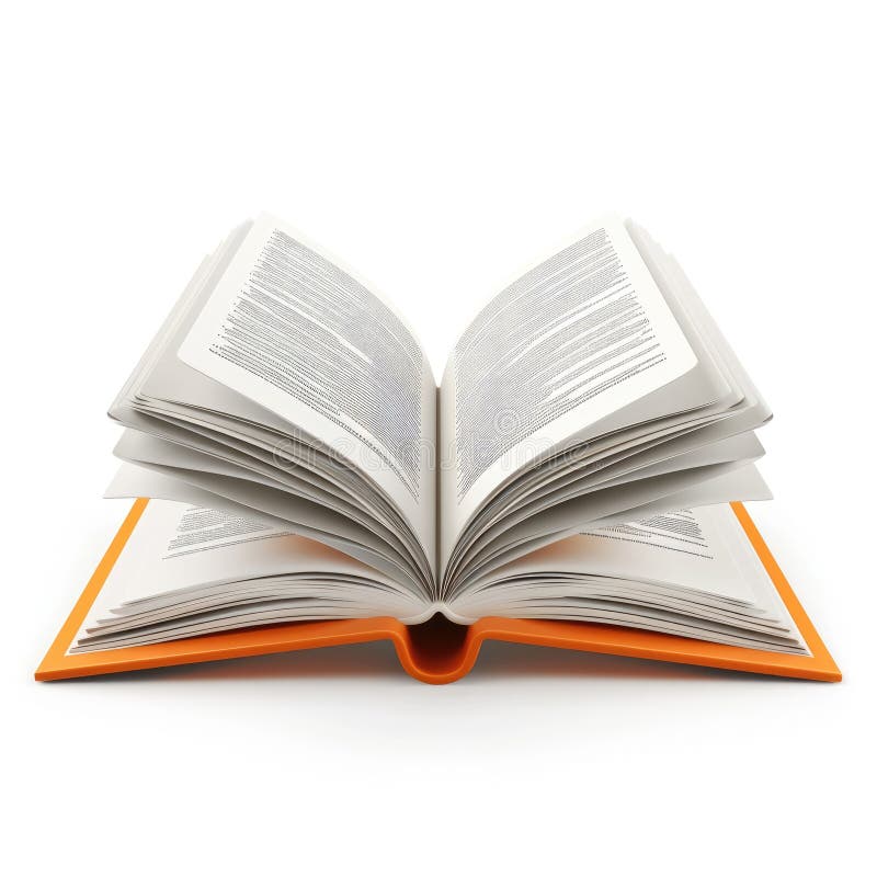 Open Book with Orange Cover, Ready for Reading Stock Illustration ...