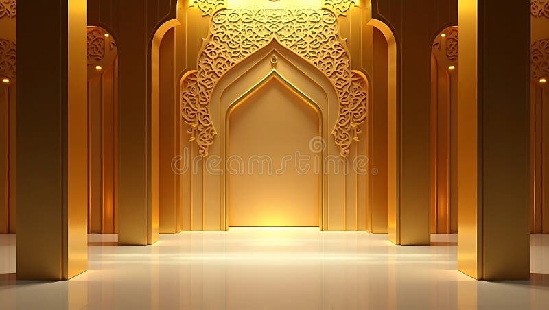 Golden Islamic Architecture Interior Design Stock Illustration ...