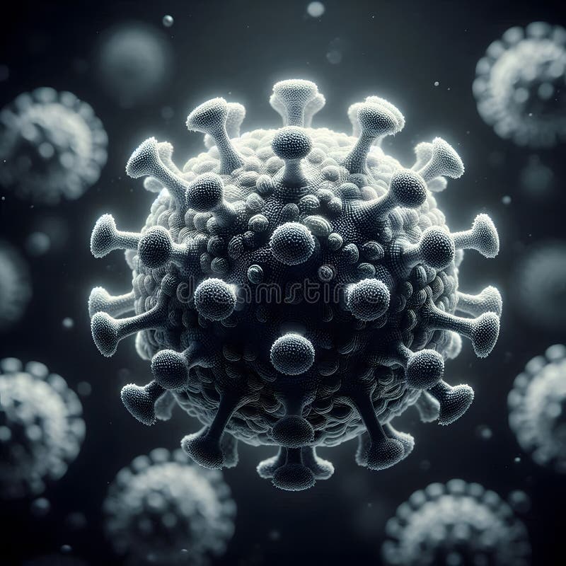 A Digitally Rendered Image of a Virus Particle, Featuring a Spherical ...
