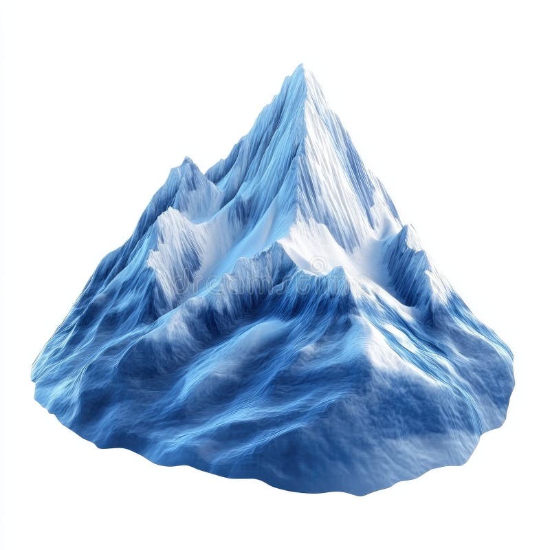 Abstract Blue Ice Mountain Peak, 3D Render Stock Illustration ...