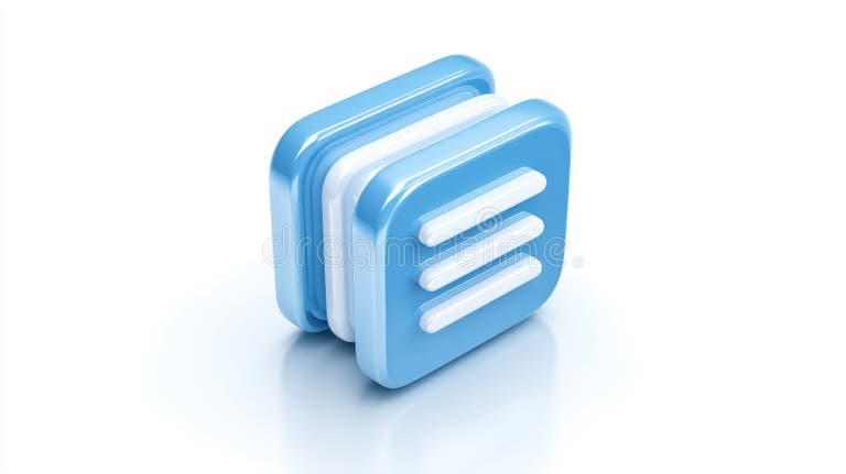 3D Render of Glossy Blue Menu Icon with White Lines Stock Illustration ...