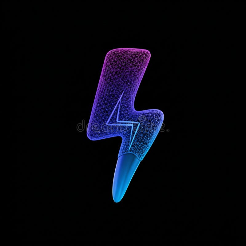 A Digitally Rendered Lightning Bolt Appears Against a Black Background ...