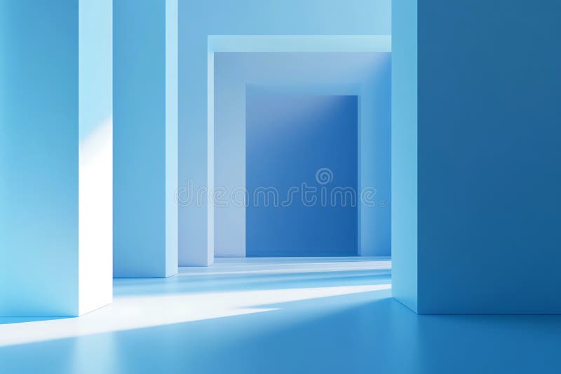 Digitally Rendered Minimalist Interior Space Featuring a Serene and ...