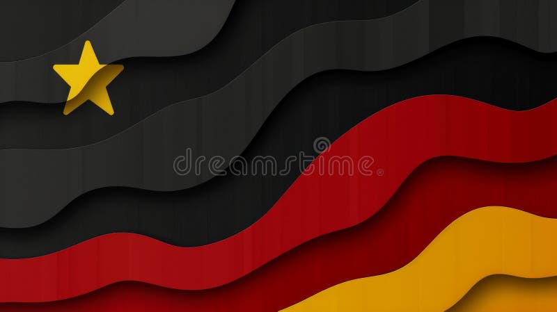 Digitally Rendered Mockup of the German Flag with a Wavy, Layered Paper ...