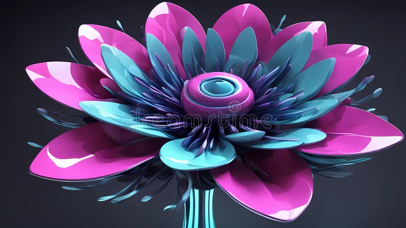 A Digitally Rendered, Multi-colored Flower with Layered Petals Stock ...