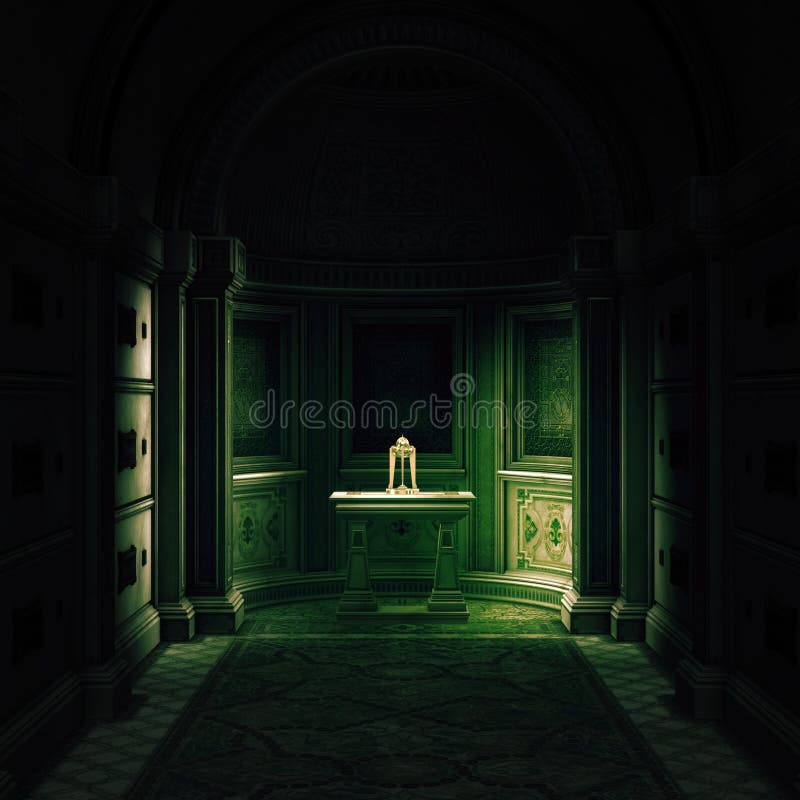 Interior Of A Fantasy Crypt Stock Illustration - Illustration of plant ...