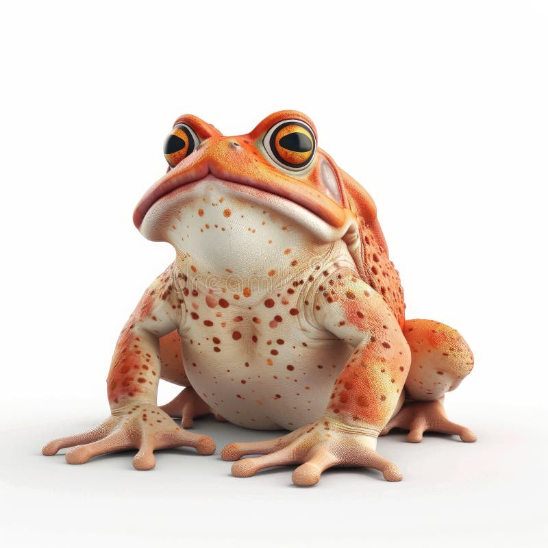 Cute Orange Toad Sitting on White Background Stock Illustration ...