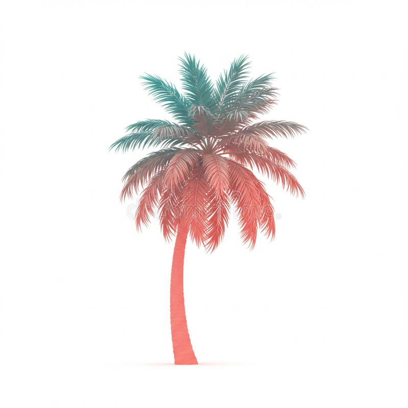 A Digitally Rendered Palm Tree Features a Color Gradient, Blending ...