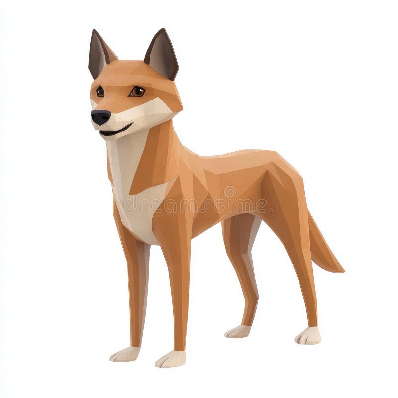Low-Poly Dingo Dog, Australian Wild Canine in Geometric Style Stock ...
